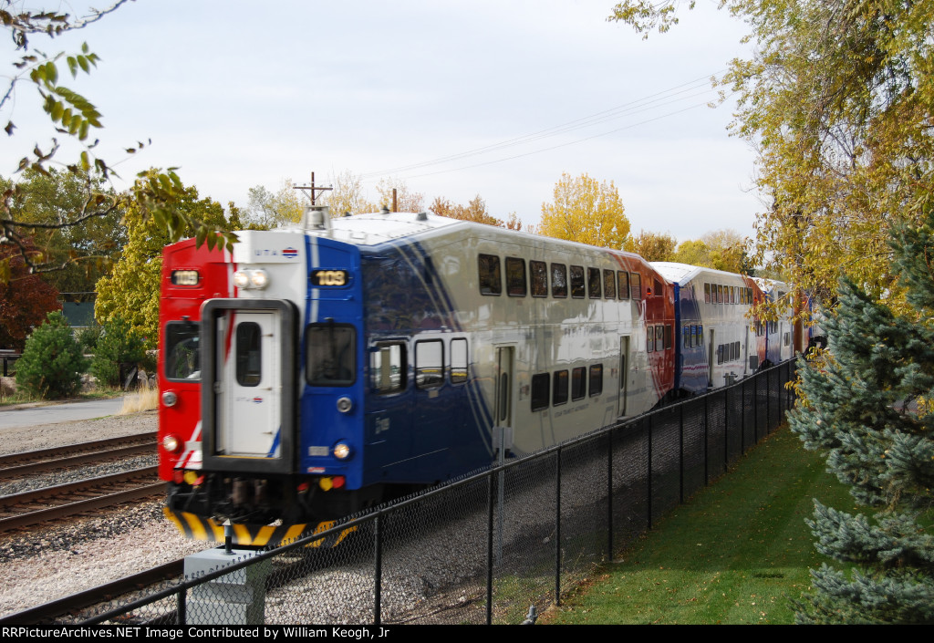 UTA Cab Car 109 heads south to Salt lake City